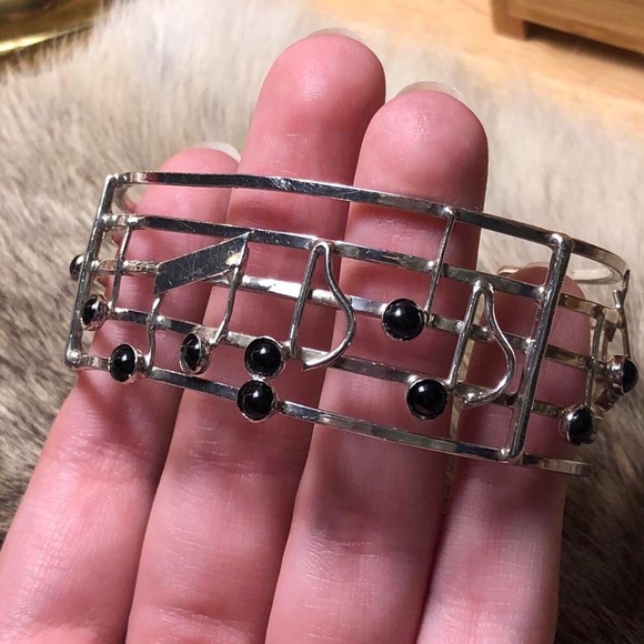 Jewelry | Vintage Sterling Silver Music Note Cuff Bracelet | Poshmark